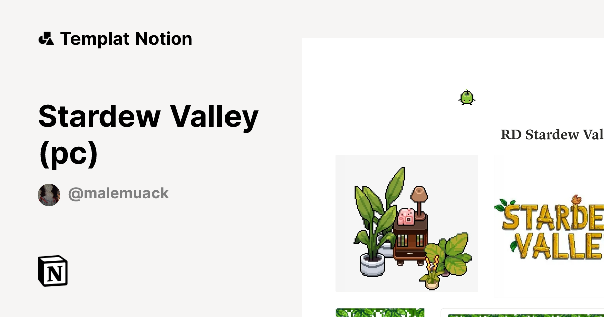 Templat Stardew Valley (pc) | Notion Marketplace