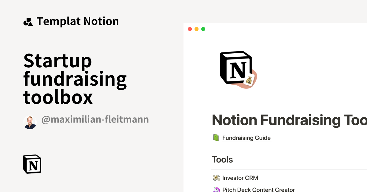 Templat Startup fundraising toolbox | Notion Marketplace