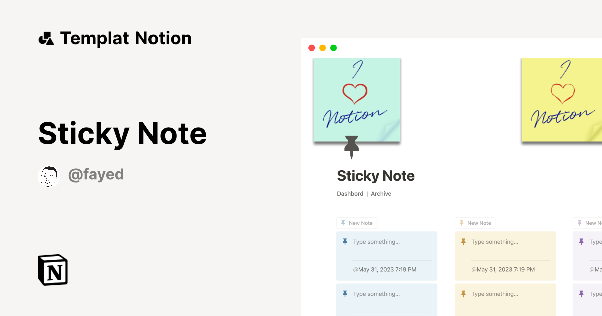 Sticky Note Templat oleh Fayed | Notion Marketplace