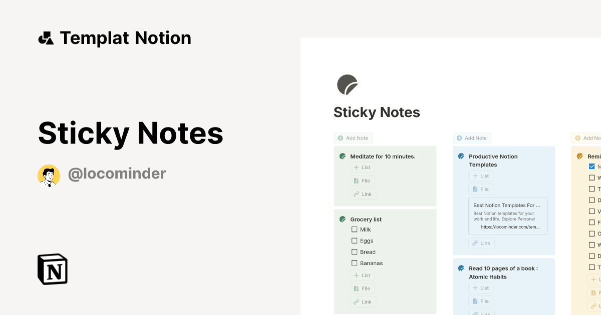 Templat Sticky Notes | Notion Marketplace