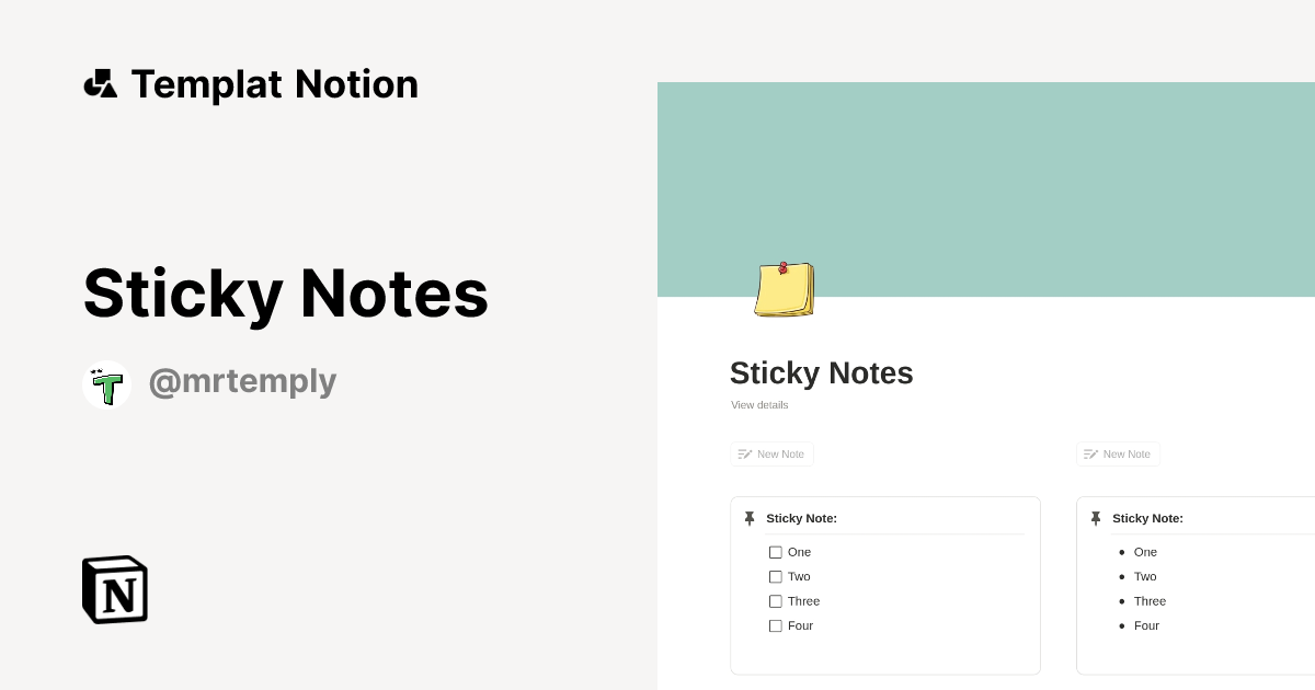 Templat Sticky Notes | Notion Marketplace