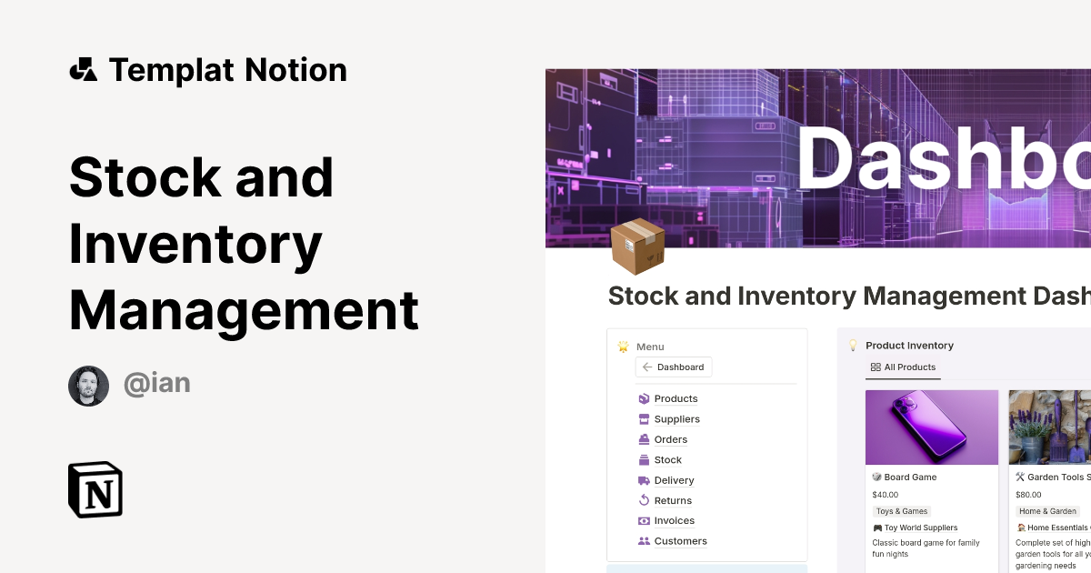 Templat Stock and Inventory Management | Notion Marketplace