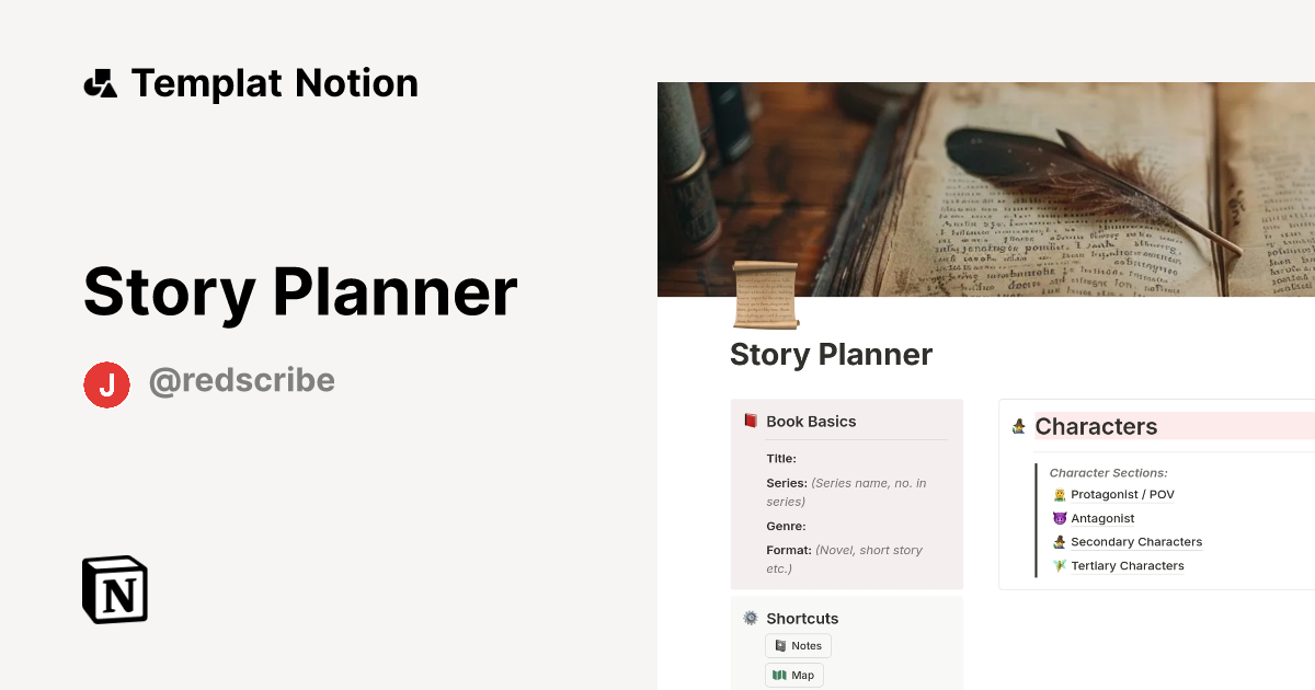 Story Planner Templat oleh Redscribe | Notion Marketplace