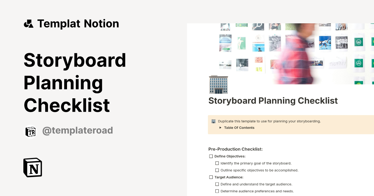 Templat Storyboard Planning Checklist | Notion Marketplace