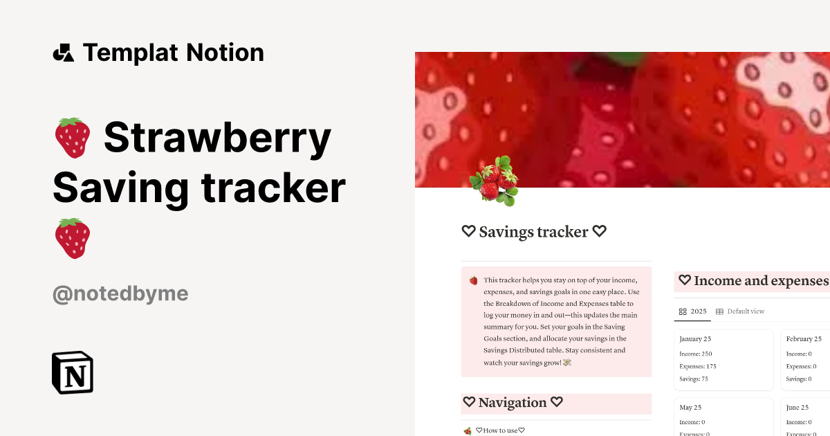 Templat 🍓 Strawberry Saving tracker 🍓 | Notion Marketplace