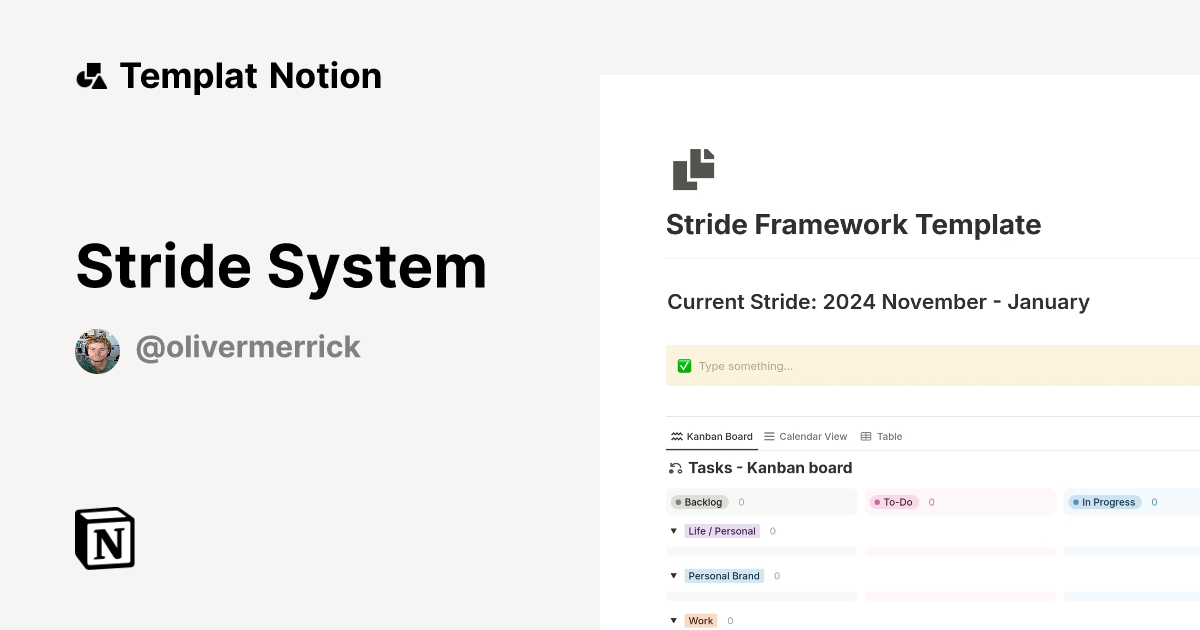 Stride System Templat oleh Oliver Merrick | Notion Marketplace