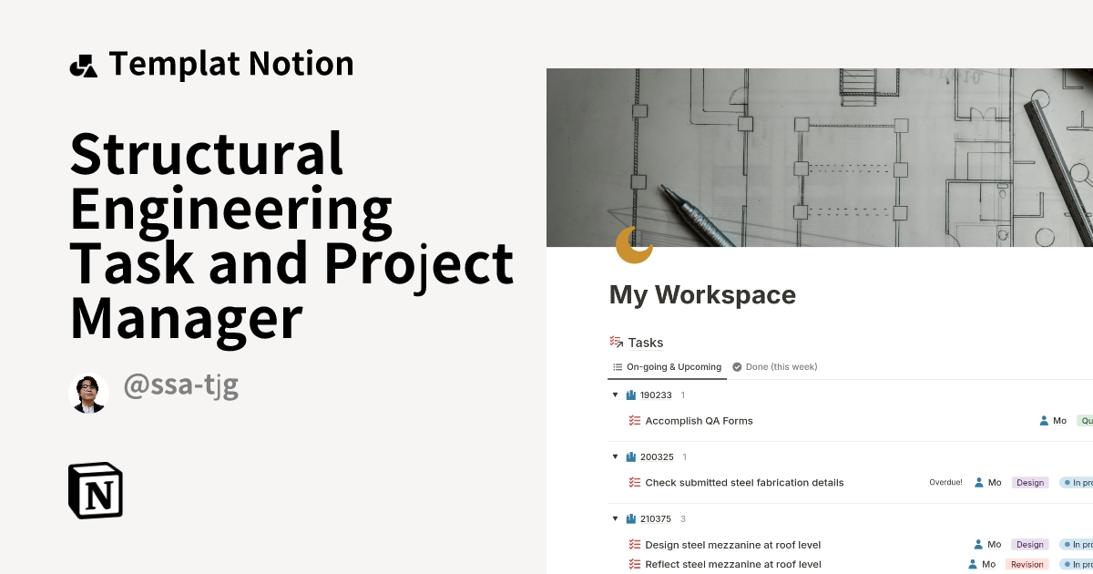 Templat Structural Engineering Task and Project Manager | Notion Marketplace