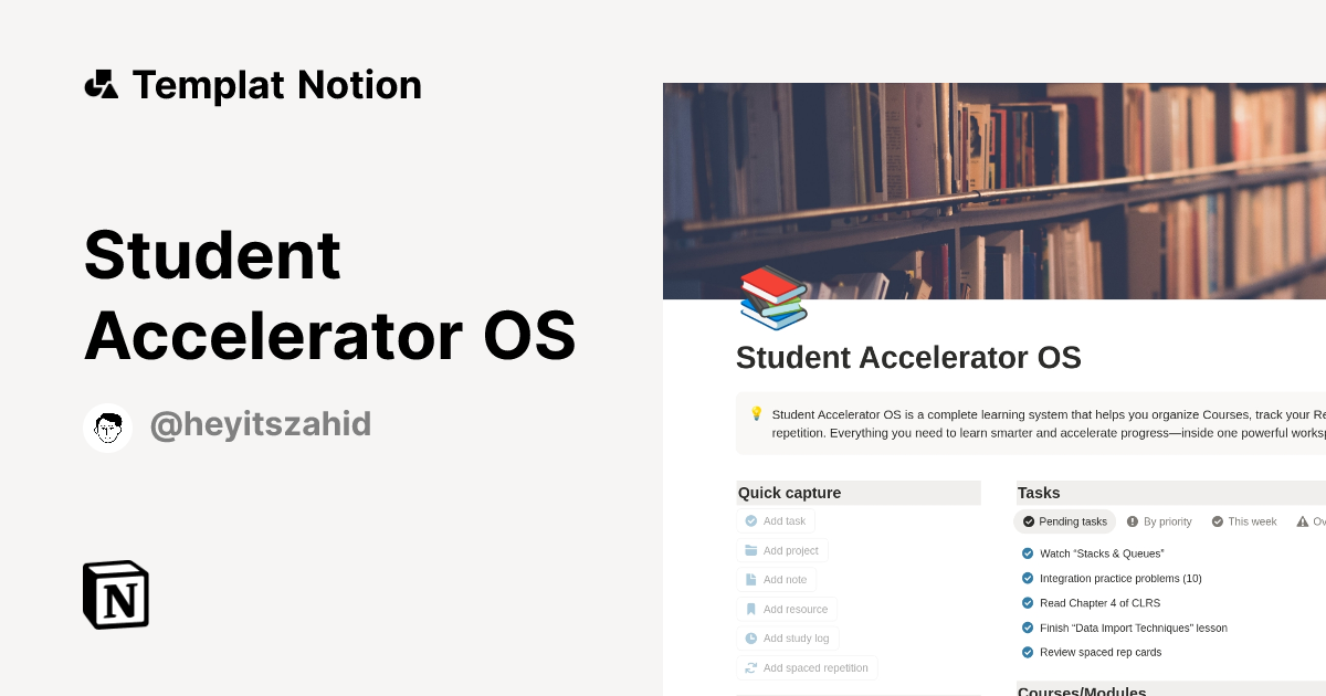 Student Accelerator OS Templat oleh heyitszahid | Notion Marketplace