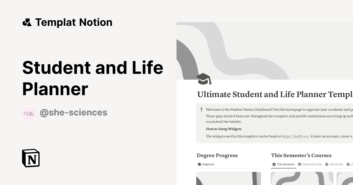 Templat Student and Life Planner | Notion Marketplace