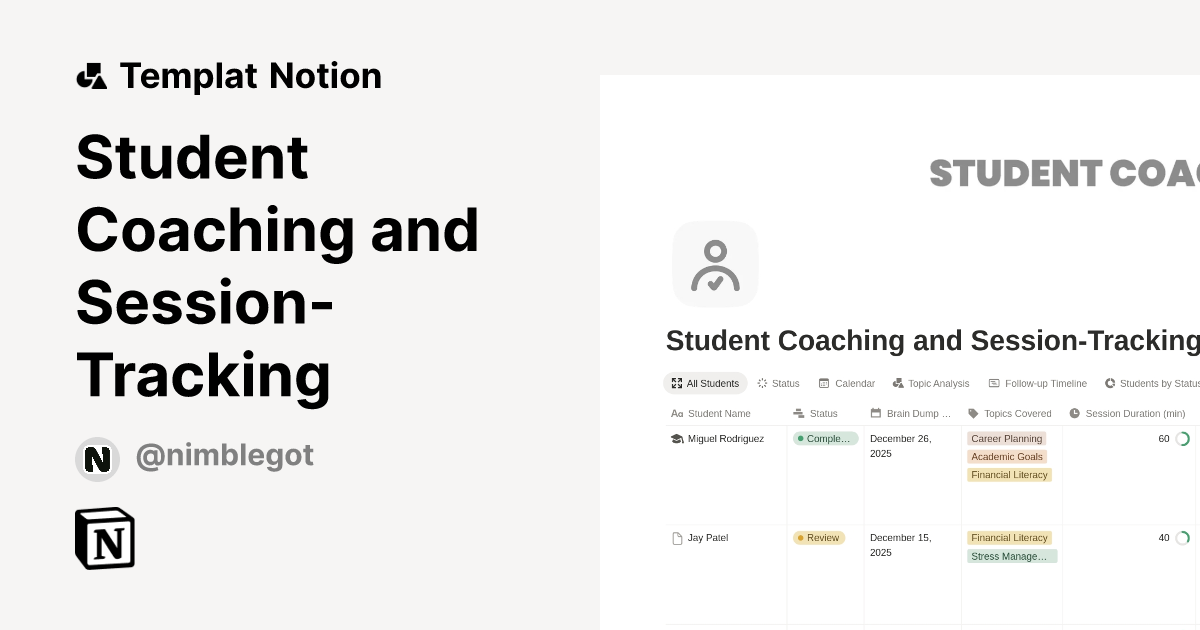 Student Coaching and Session-Tracking Templat oleh NimbleGot | Notion ...