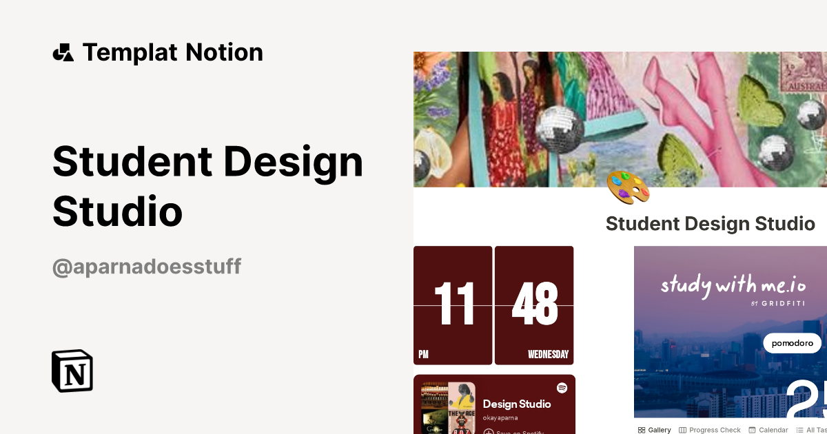 Templat Student Design Studio | Notion Marketplace