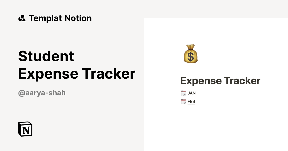 Student Expense Tracker Templat oleh Aarya Shah | Notion Marketplace