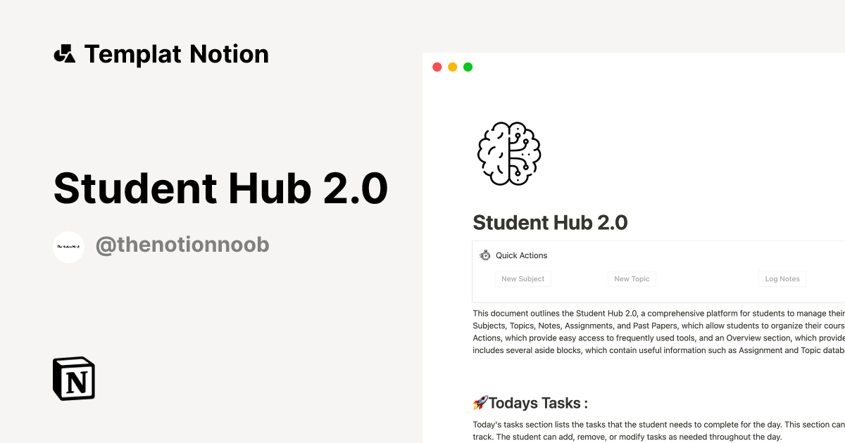 Templat Student Hub 2.0 | Notion Marketplace