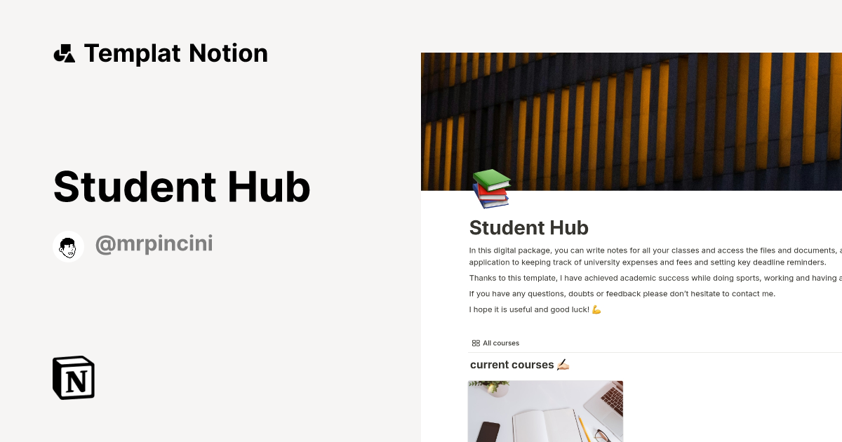 Student Hub Templat oleh Ludovico | Notion Marketplace