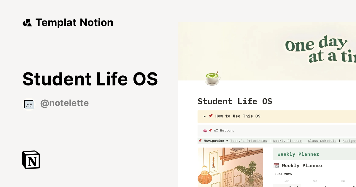 Student Life OS Templat oleh Notelette | Notion Marketplace