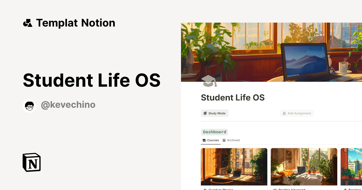 Student Life OS Templat oleh Kevechino | Notion Marketplace
