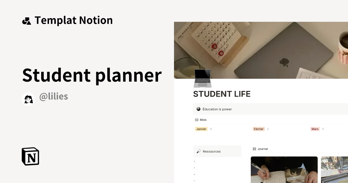 Templat Student planner | Notion Marketplace