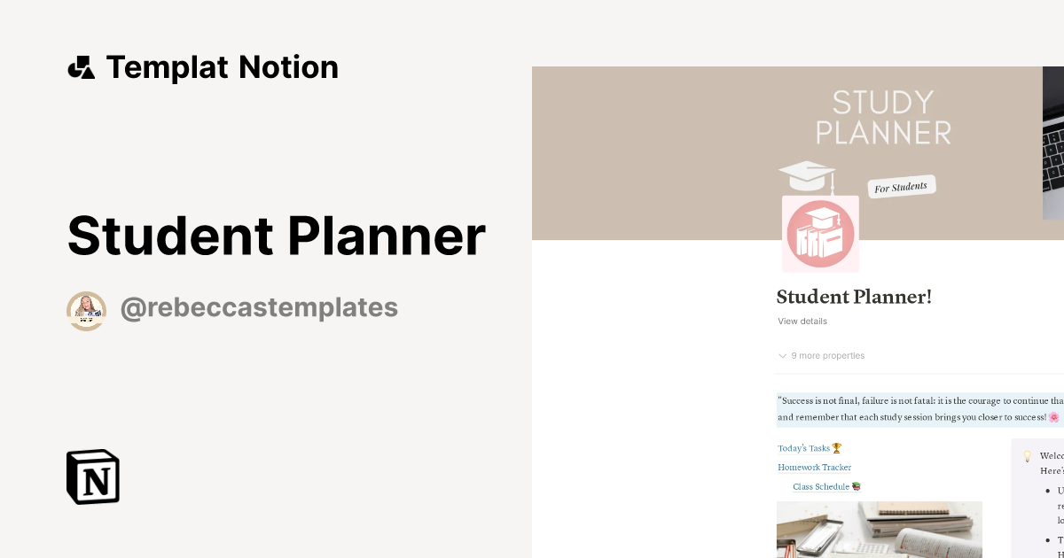 Templat Student Planner | Notion Marketplace