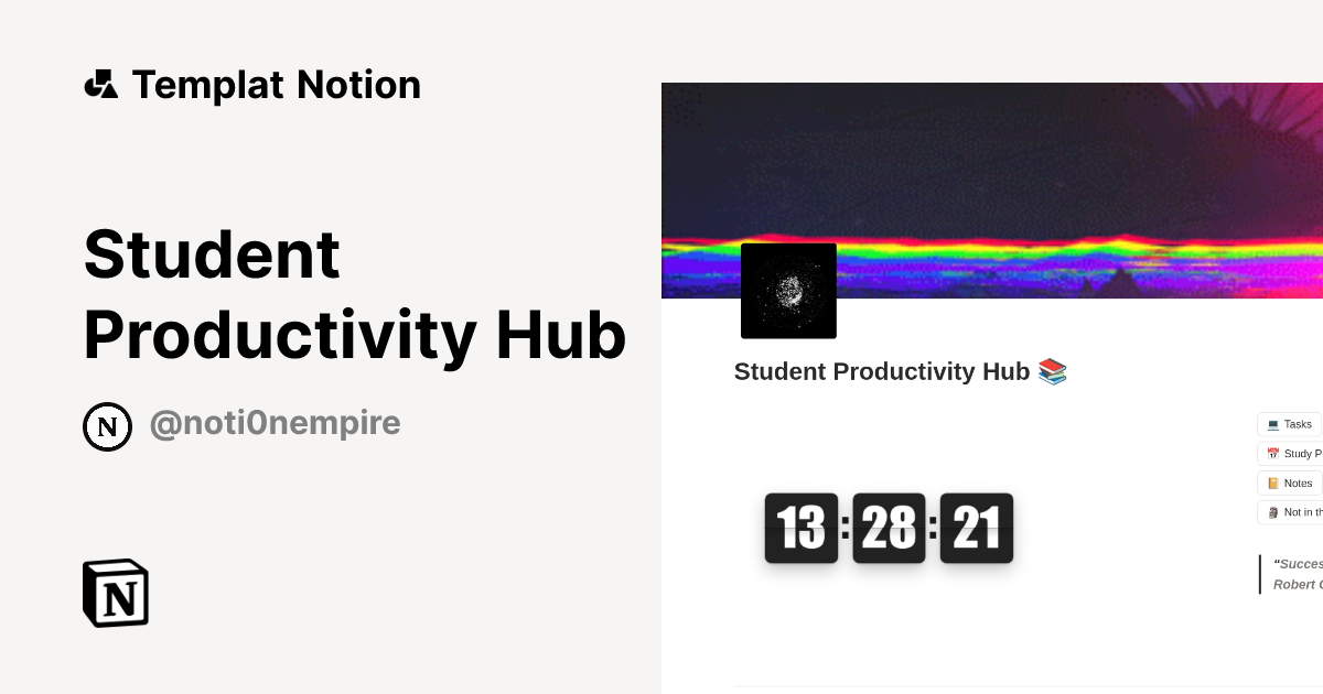 Student Productivity Hub Templat oleh N0tion Empire | Notion Marketplace