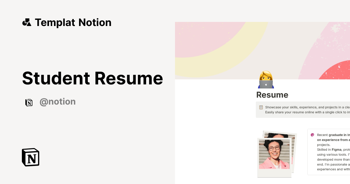 Student Resume Templat oleh Notion | Notion Marketplace