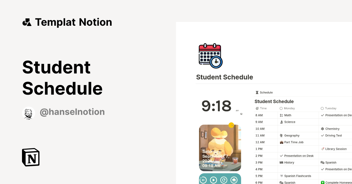 Templat Student Schedule | Notion Marketplace