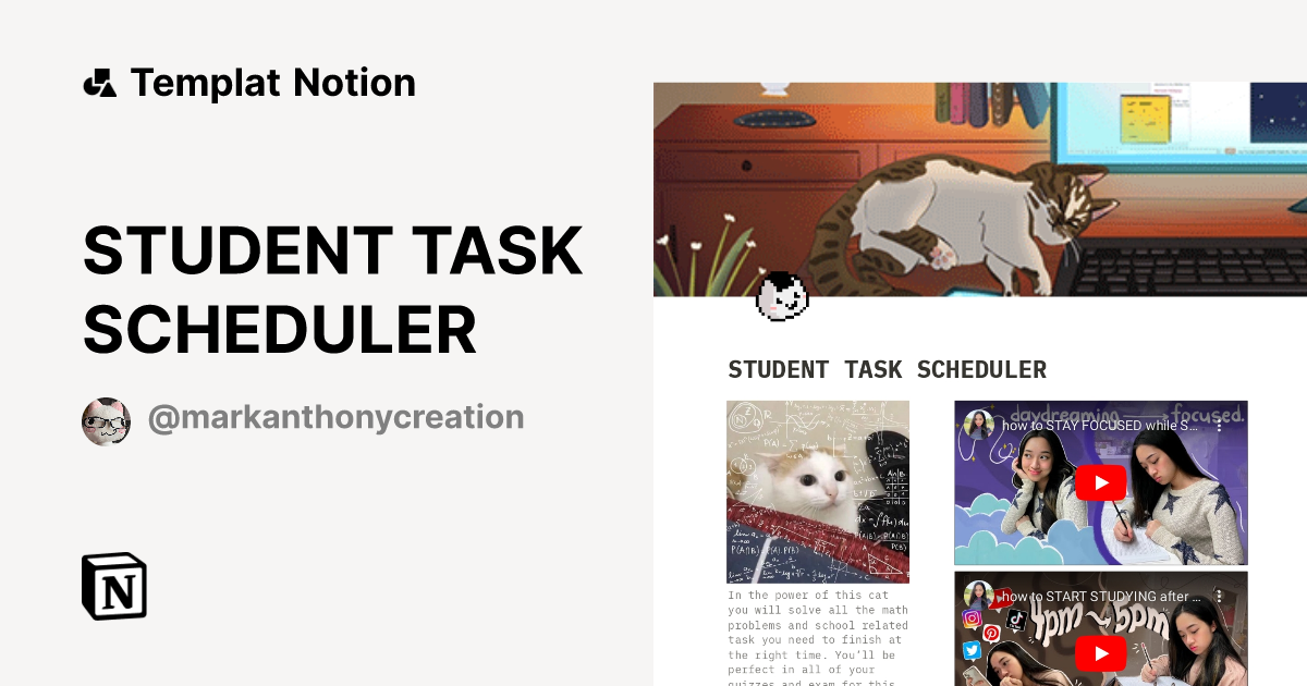 Templat STUDENT TASK SCHEDULER | Notion Marketplace