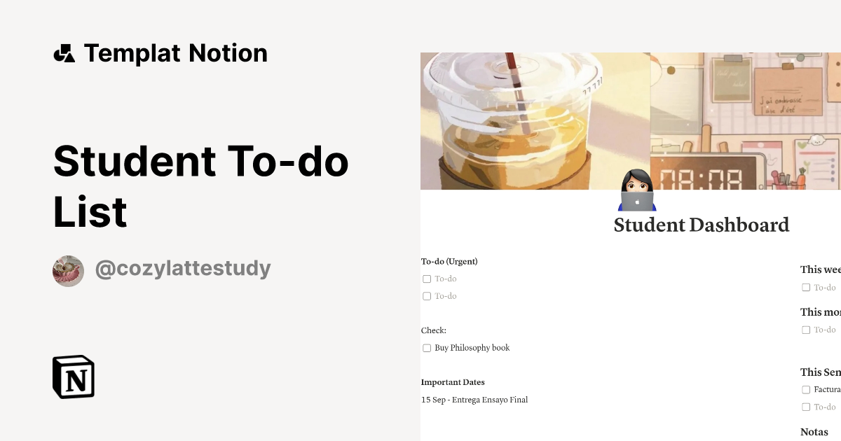 Templat Student To-do List | Notion Marketplace