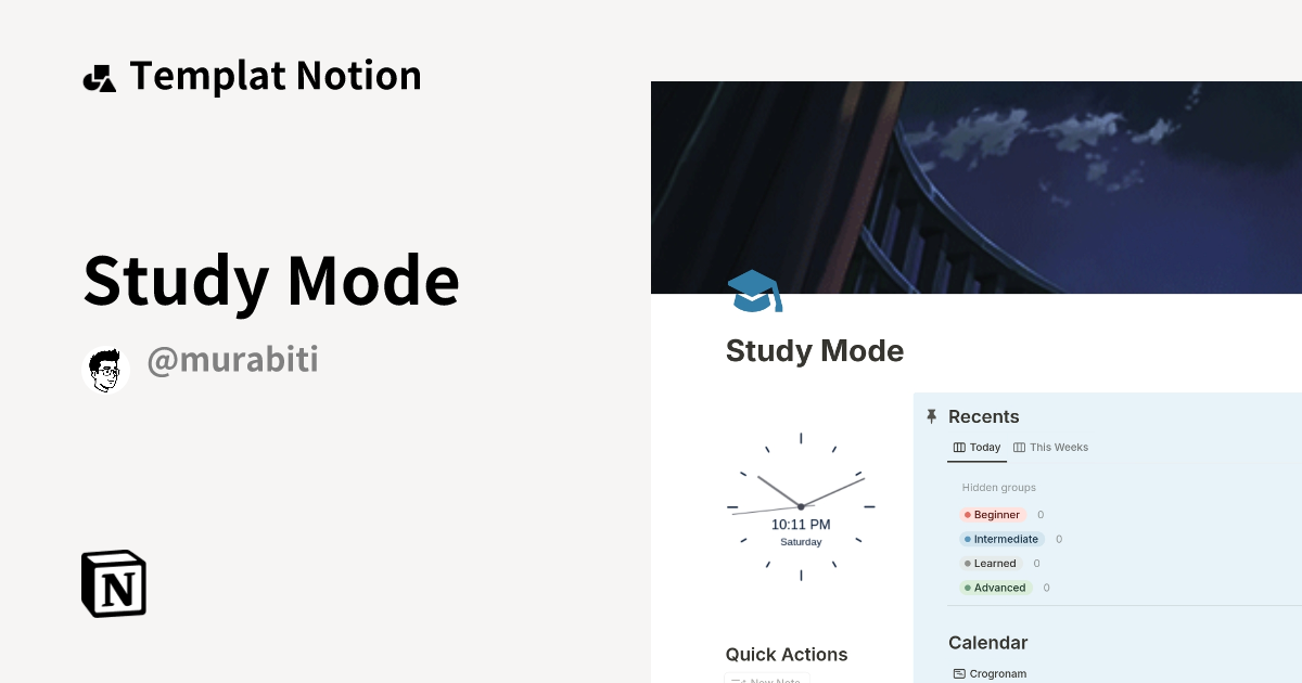 Study Mode Templat oleh Murabiti | Notion Marketplace