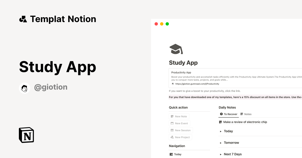 Templat Study App | Notion Marketplace