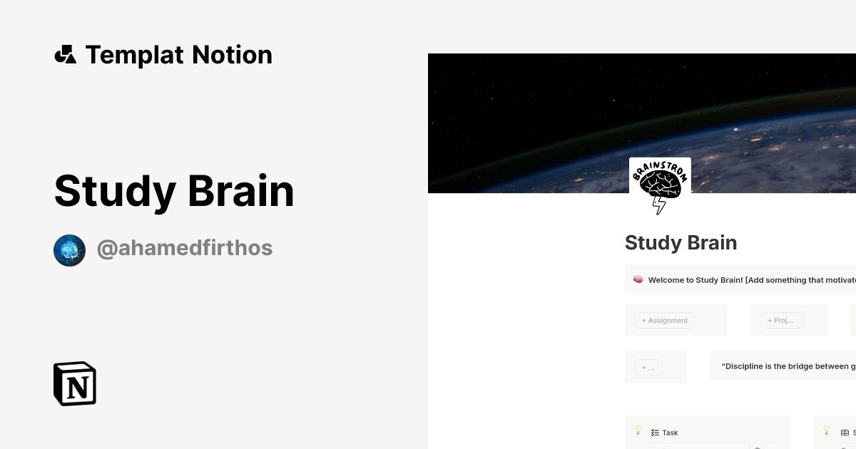 Study Brain Templat oleh Firthos | Notion Marketplace