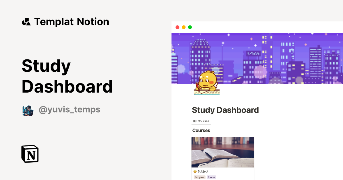 Study Dashboard Templat oleh Student Dashboard | Notion Marketplace
