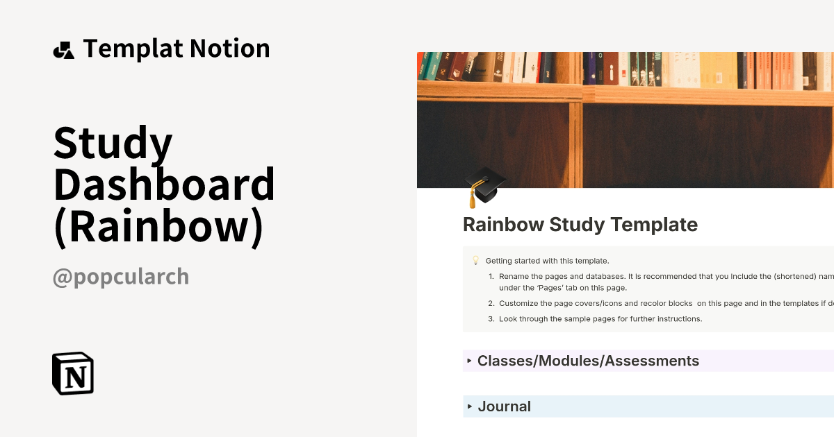 Templat Study Dashboard (Rainbow) | Notion Marketplace