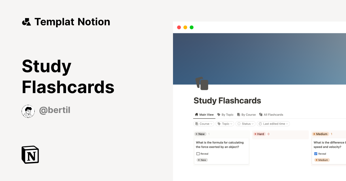 Templat Study Flashcards | Notion Marketplace