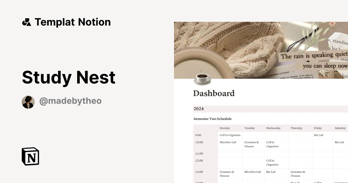 Templat Study Nest | Notion Marketplace