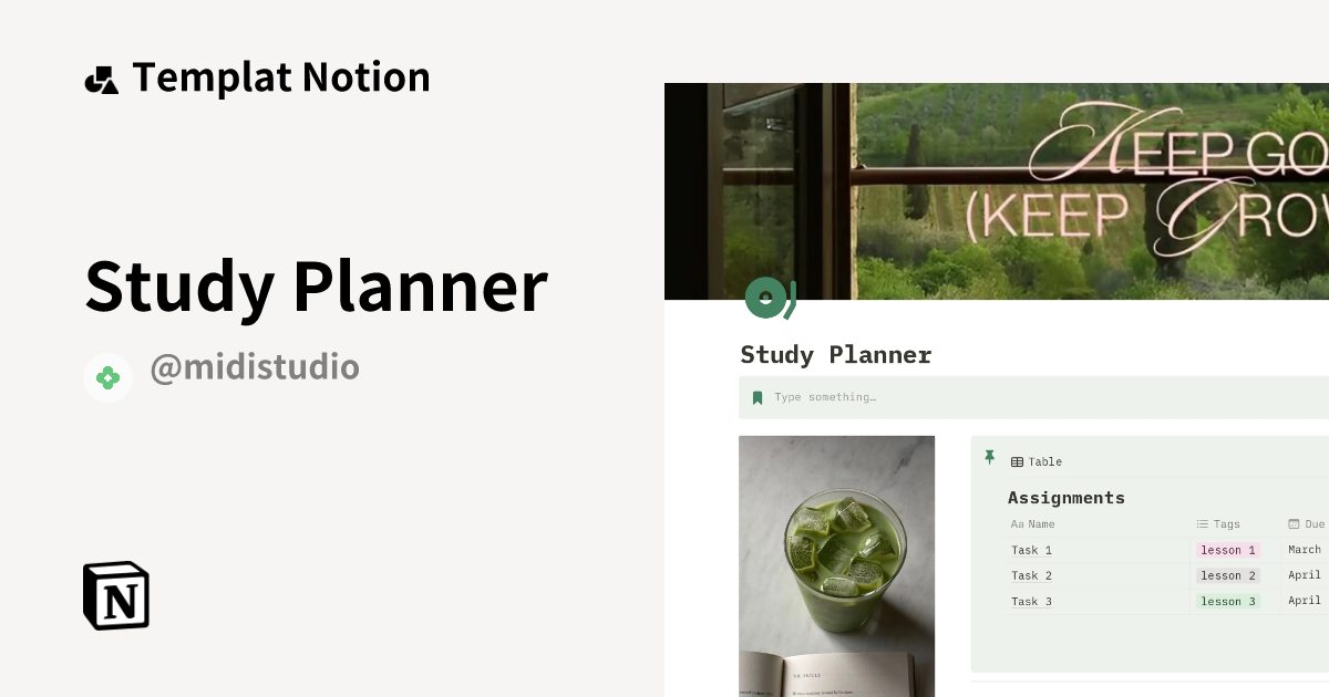 Study Planner Templat oleh Midi Studio | Notion Marketplace
