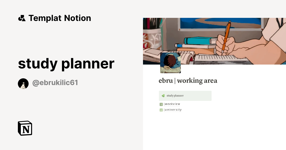 study planner Templat oleh ebru | Notion Marketplace