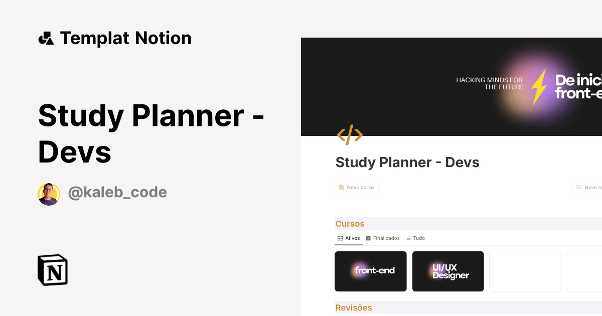 Study Planner - Devs Templat oleh kalebe Pinheiro | Notion Marketplace
