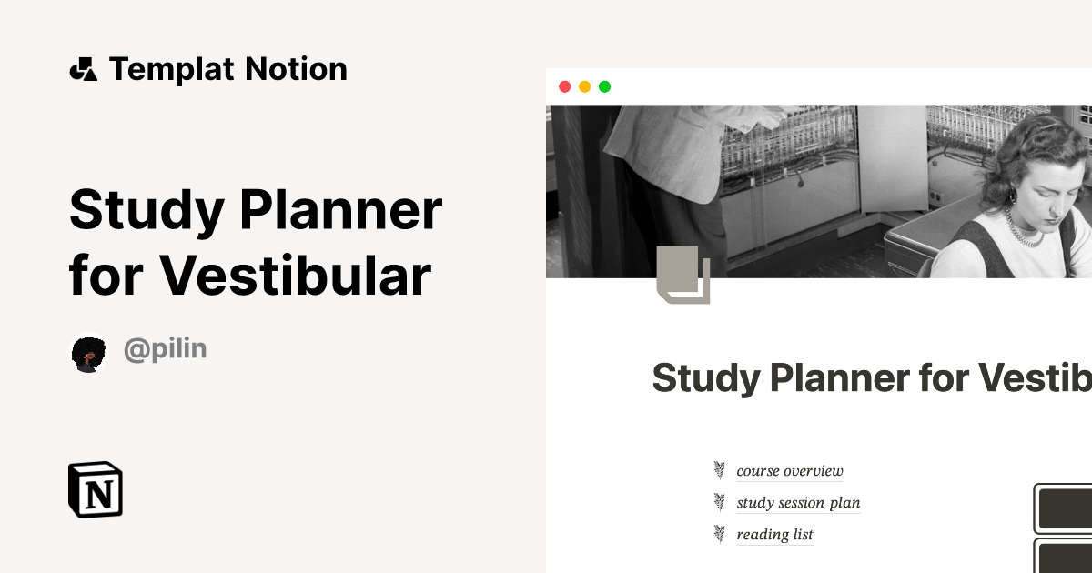 Templat Study Planner for Vestibular | Notion Marketplace