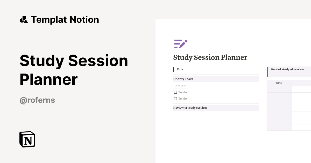 Study Session Planner Templat oleh RoFerns | Notion Marketplace