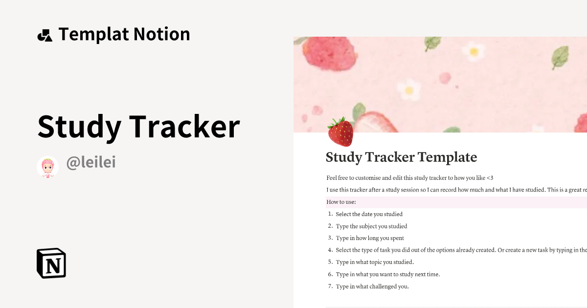 Templat Study Tracker | Notion Marketplace