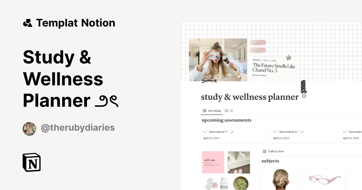 Templat Study & Wellness Planner ౨ৎ | Notion Marketplace