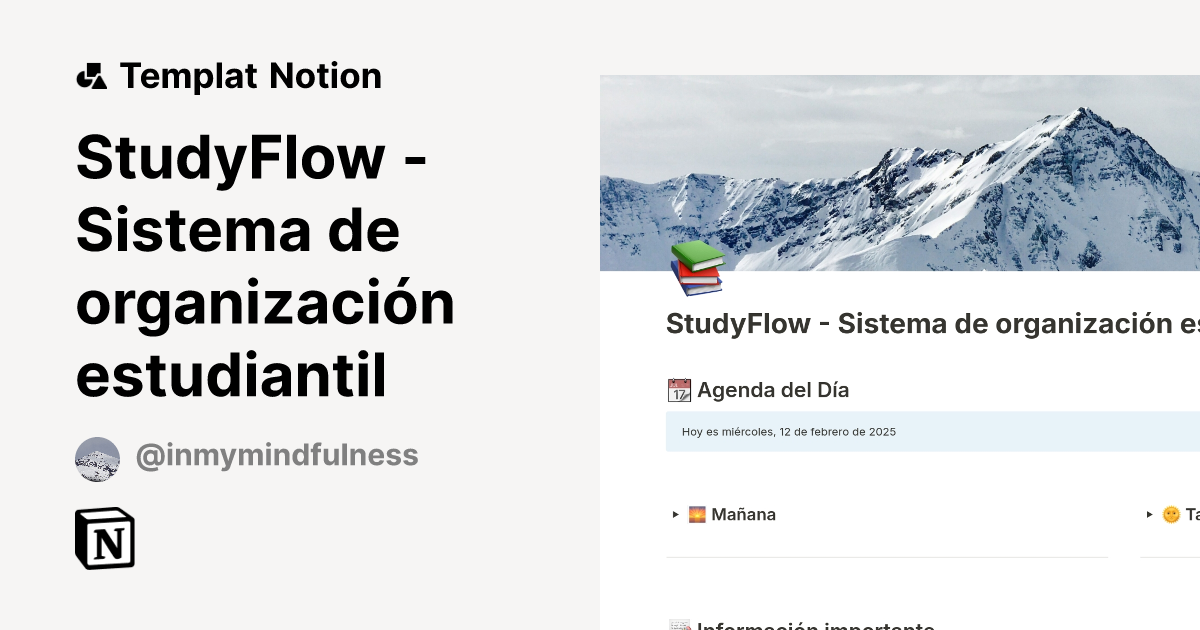 StudyFlow - Sistema de organización estudiantil Templat oleh In my mindfulness era | Notion ...