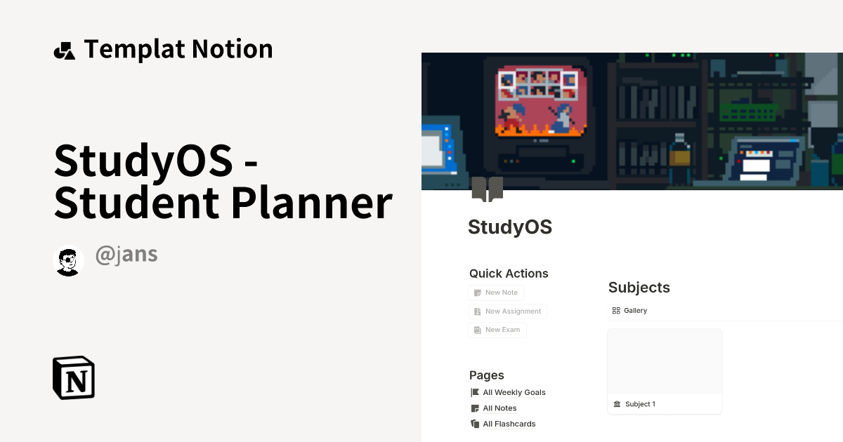 StudyOS - Student Planner Templat oleh Jans | Notion Marketplace