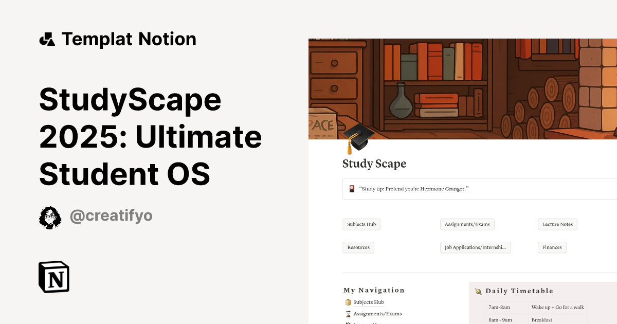 StudyScape 2025: Ultimate Student OS Templat oleh Creatifyo | Notion Marketplace