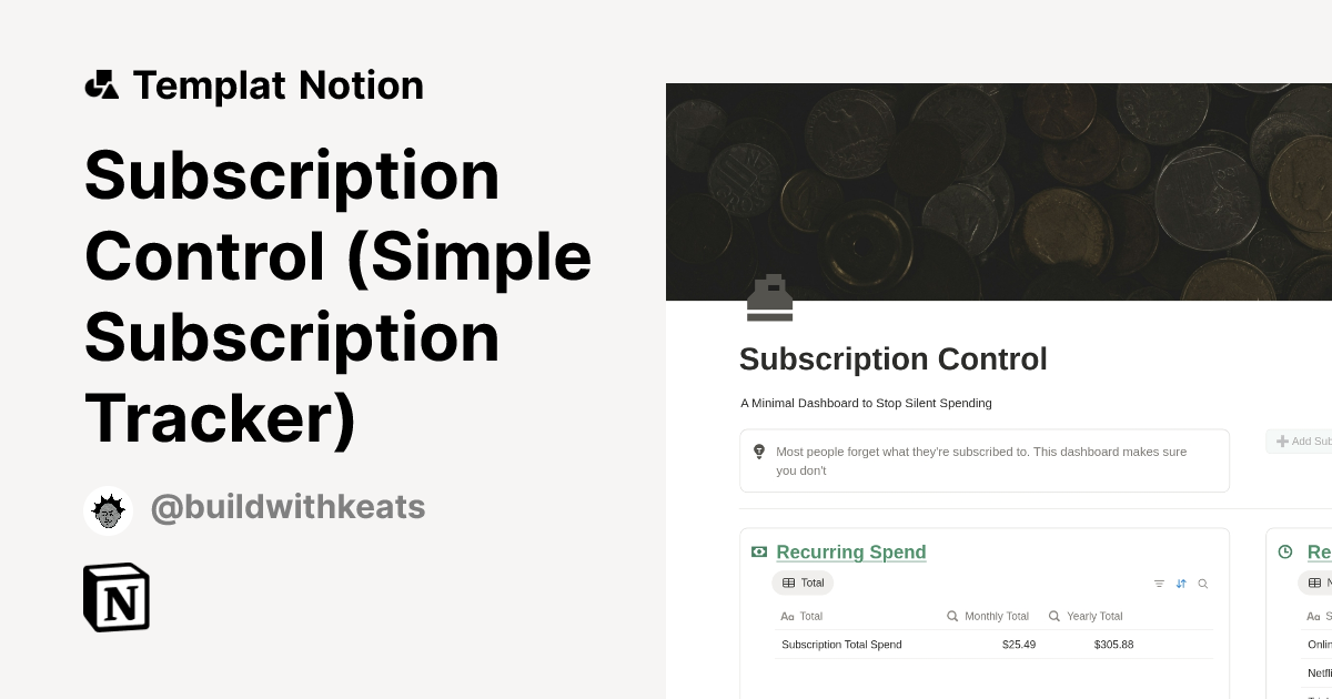 Subscription Control (Simple Subscription Tracker) Templat oleh Keats ...