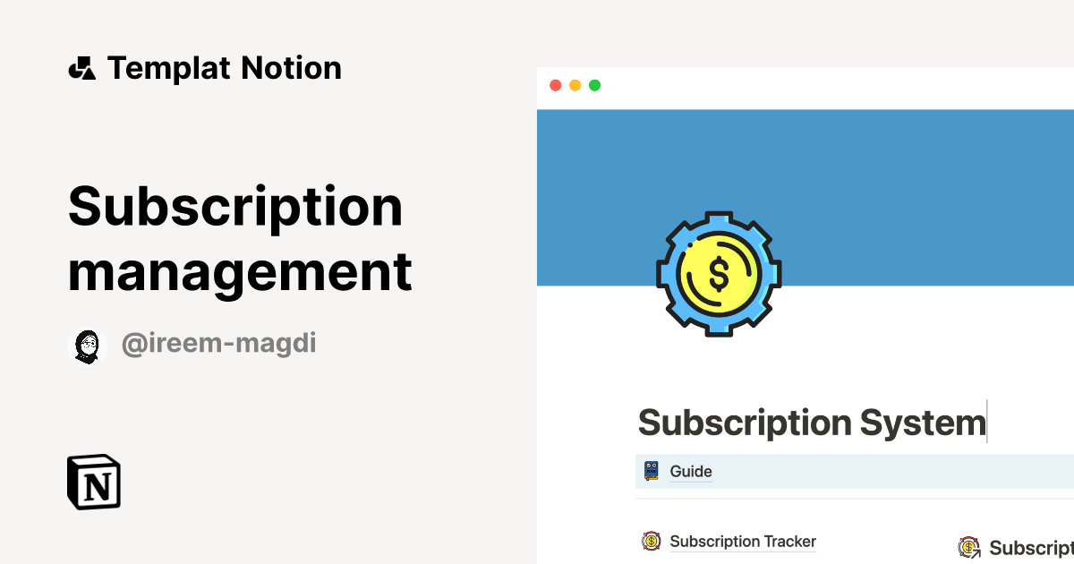 Templat Subscription management | Notion Marketplace