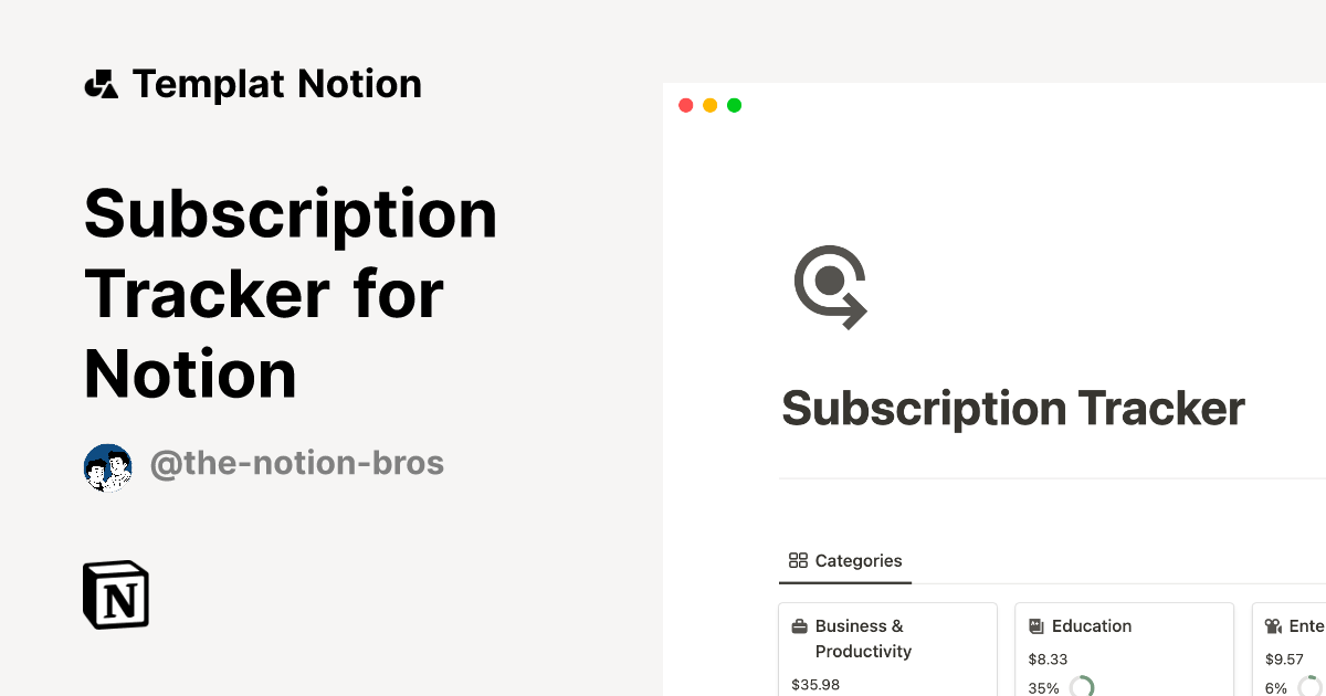Subscription Tracker for Notion Templat oleh The Notion Bros | Notion ...