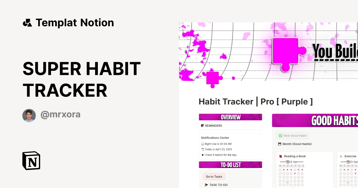 SUPER HABIT TRACKER Templat oleh Mr. Xora | Notion Marketplace