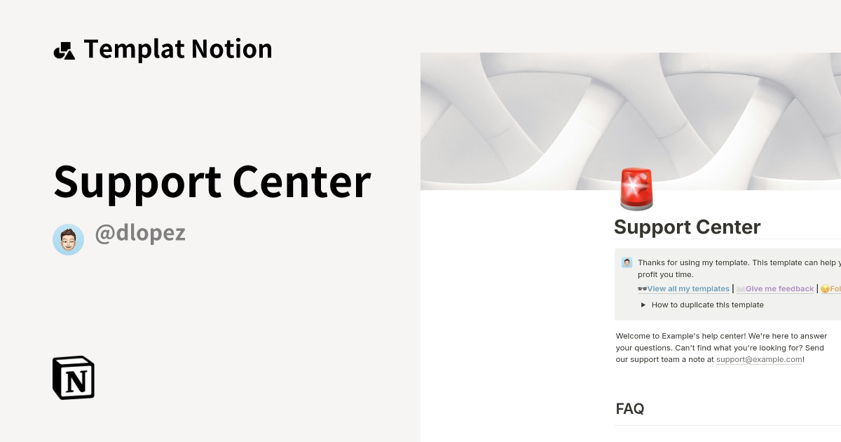 Support Center Templat oleh Daniel López | Notion Marketplace