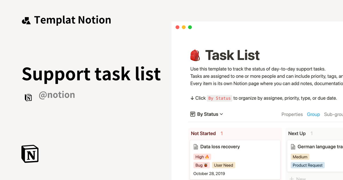 Templat Support task list 2026 | Notion Marketplace